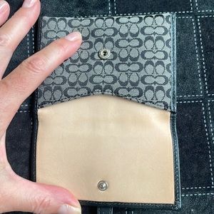 Coach | Accessories | Coach Mini Signature Flap Card Case Black White ...